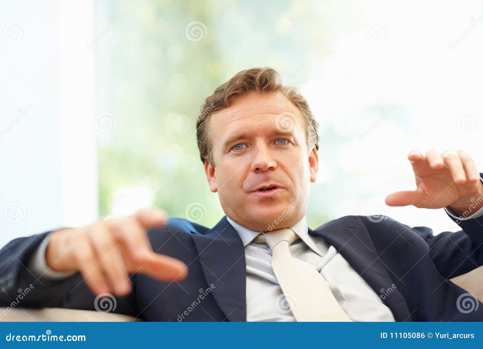 Business Man Gesturing with Hands while Speaking Stock Photo - Image of ...