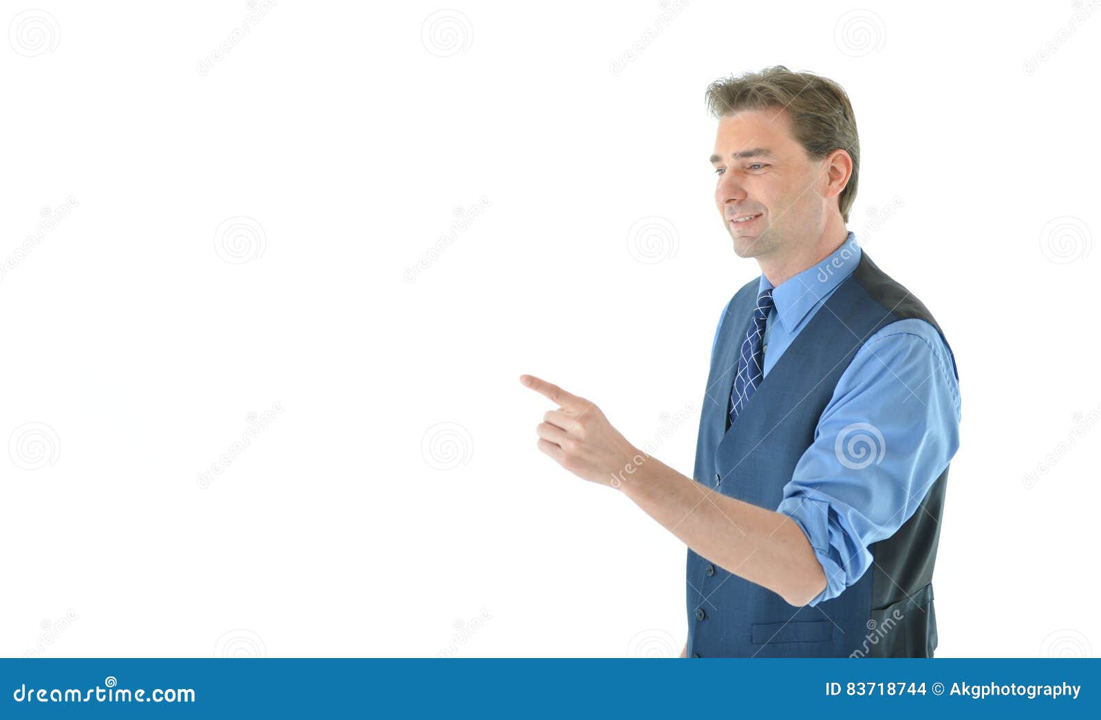 Business Man Gesturing with Left Arm and Finger Stock Photo - Image of ...