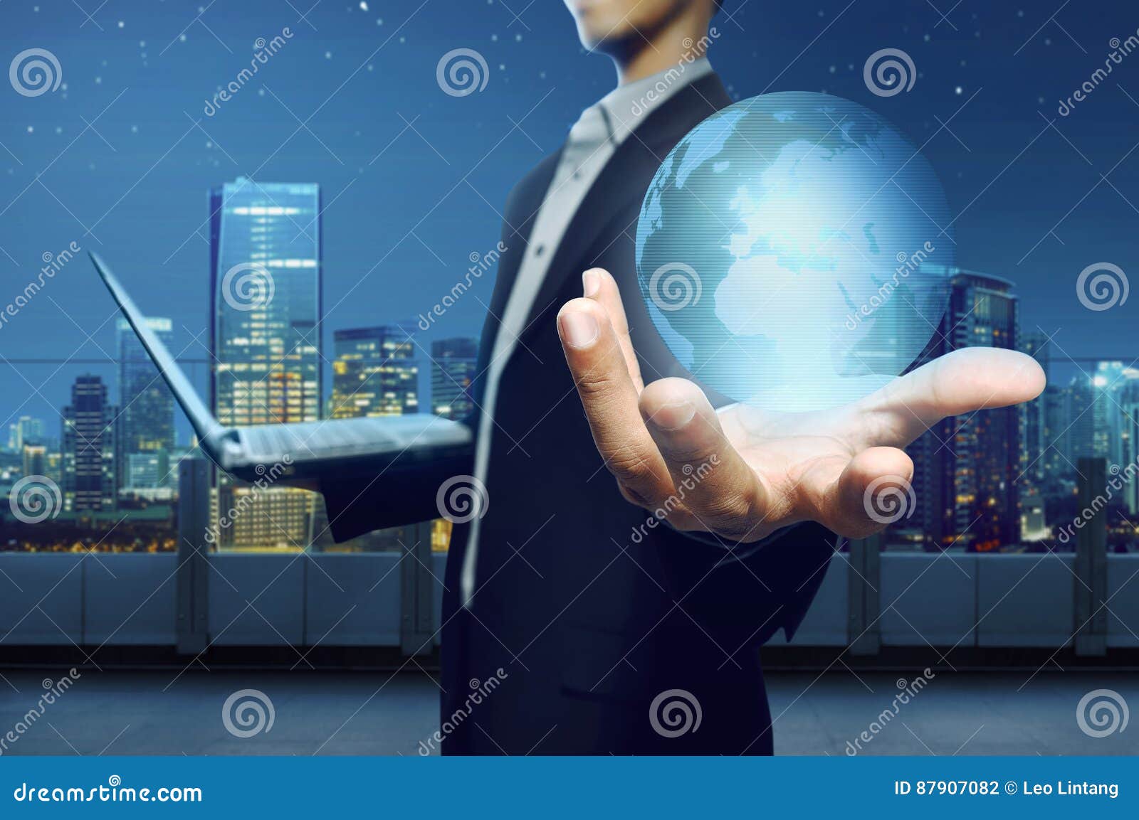 Business Man Give the Hand for Help Using Laptop Stock Photo - Image of ...