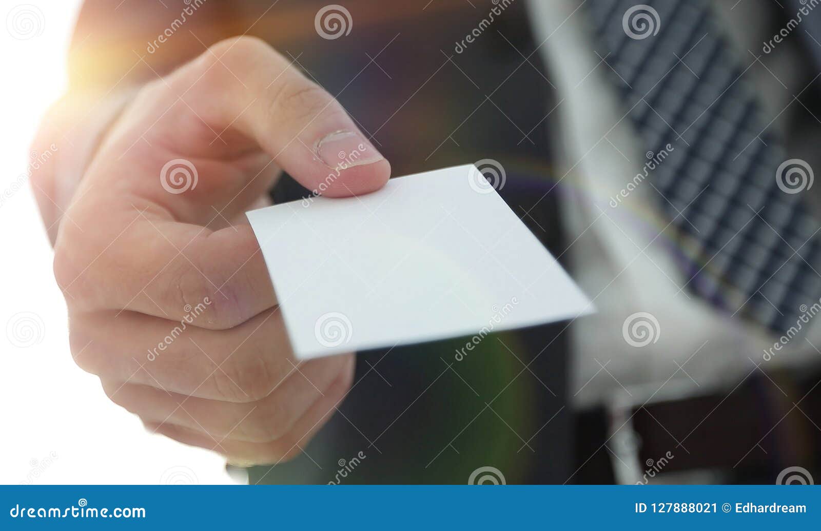 Business Man Giving Business Card on Bright Background Stock Image ...