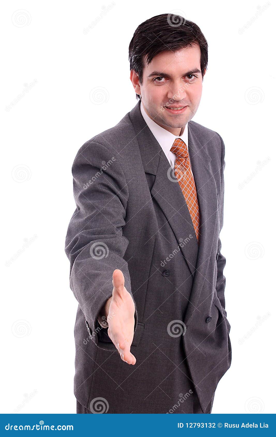 Business Man Giving a Hand Shake Stock Photo - Image of reviewing ...