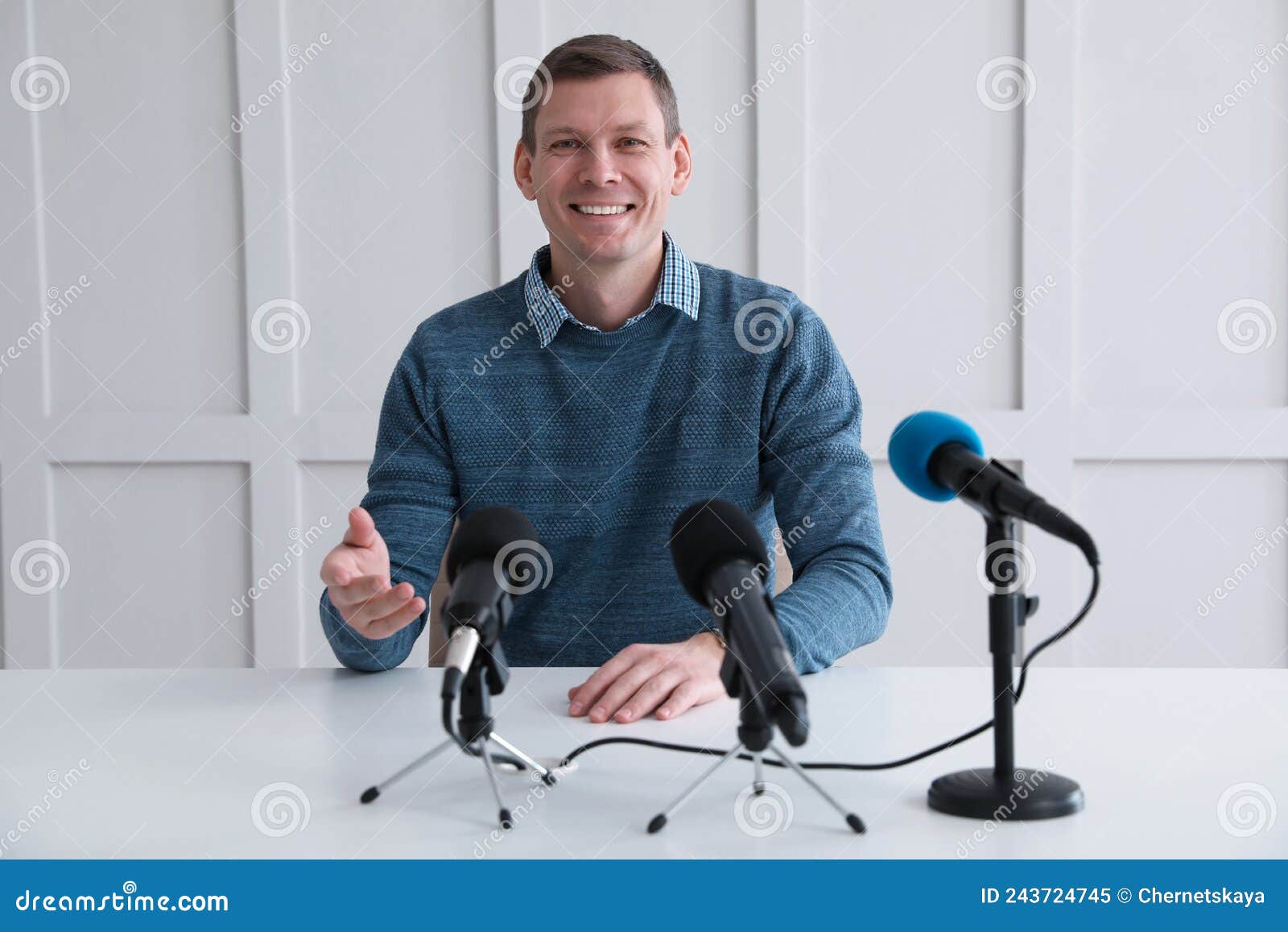 Business Man Giving Interview at Official Event Stock Image - Image of ...