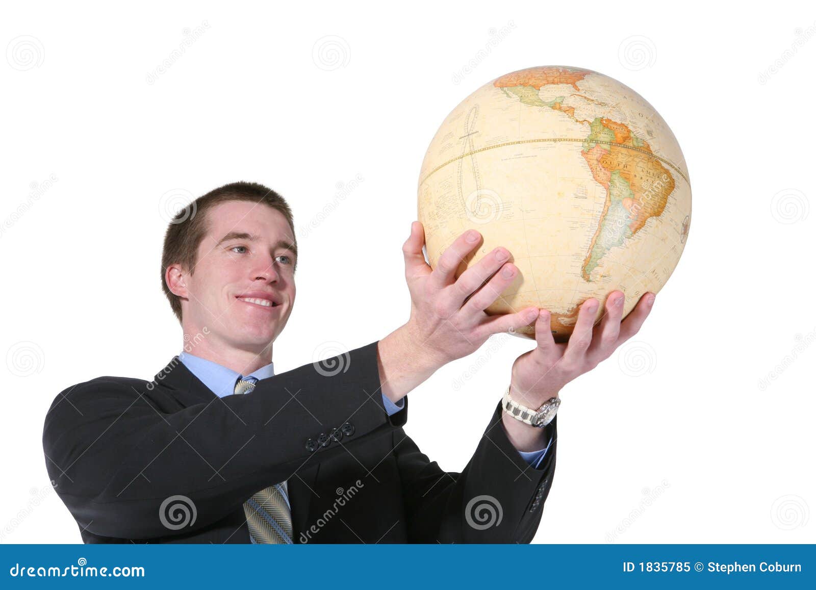 Business Man with Globe stock image. Image of person, communication ...