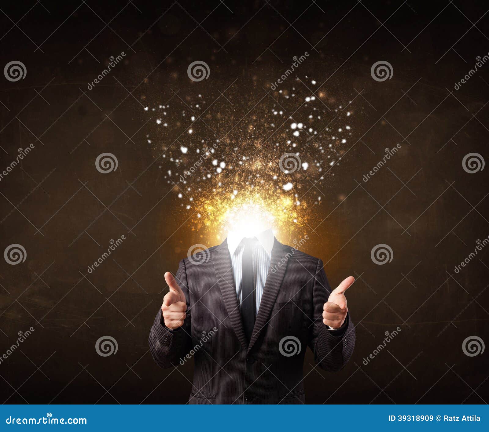 Business Man with Glowing Exploding Head Stock Illustration ...