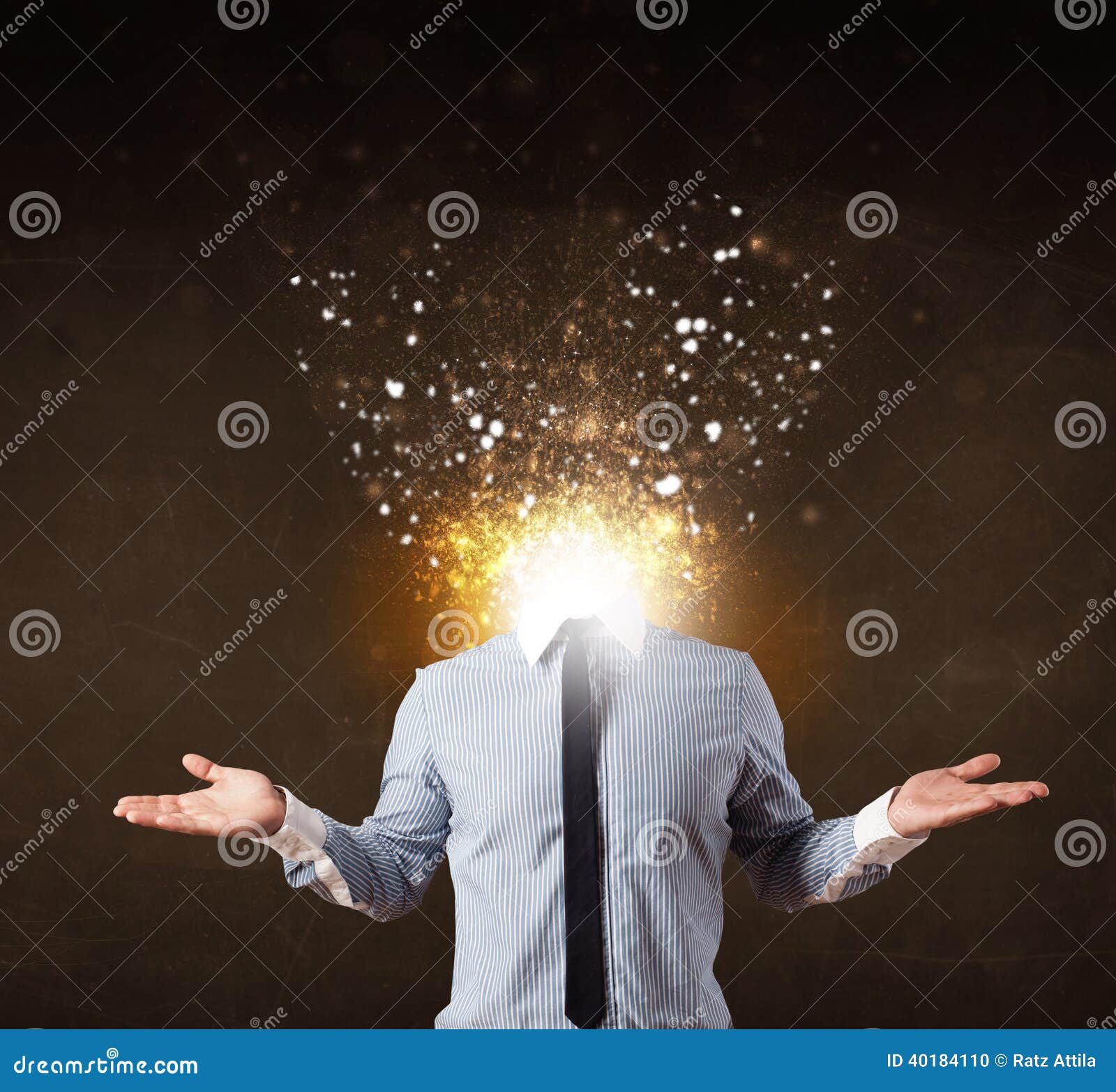 Business Man with Glowing Exploding Head Stock Photo - Image of fury ...