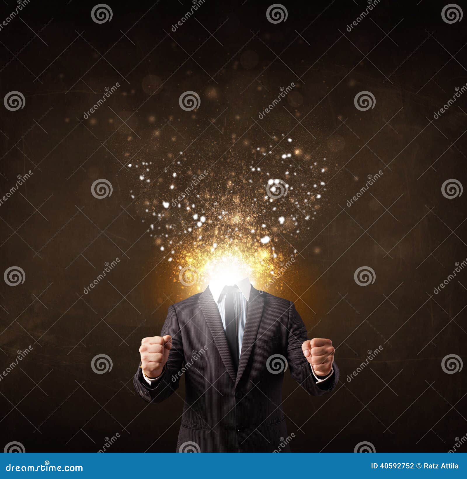 Business Man with Glowing Exploding Head Stock Photo - Image of ...