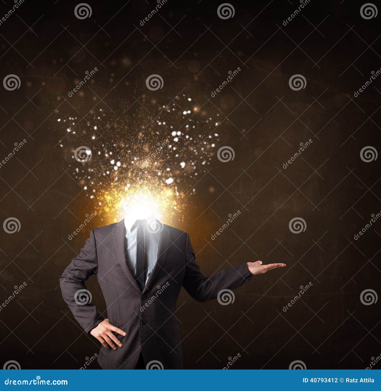 Business Man with Glowing Exploding Head Stock Photo - Image of ...