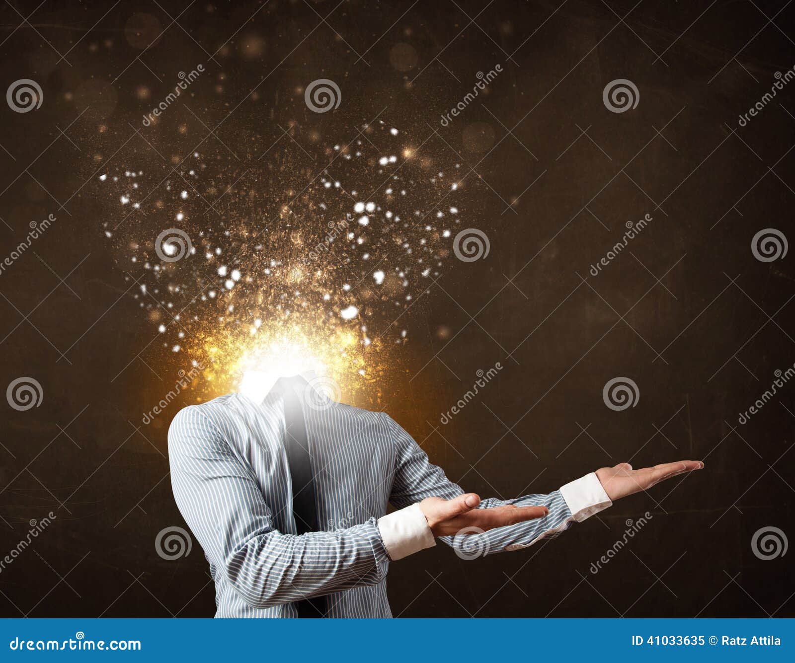 Business Man with Glowing Exploding Head Stock Image - Image of furious ...