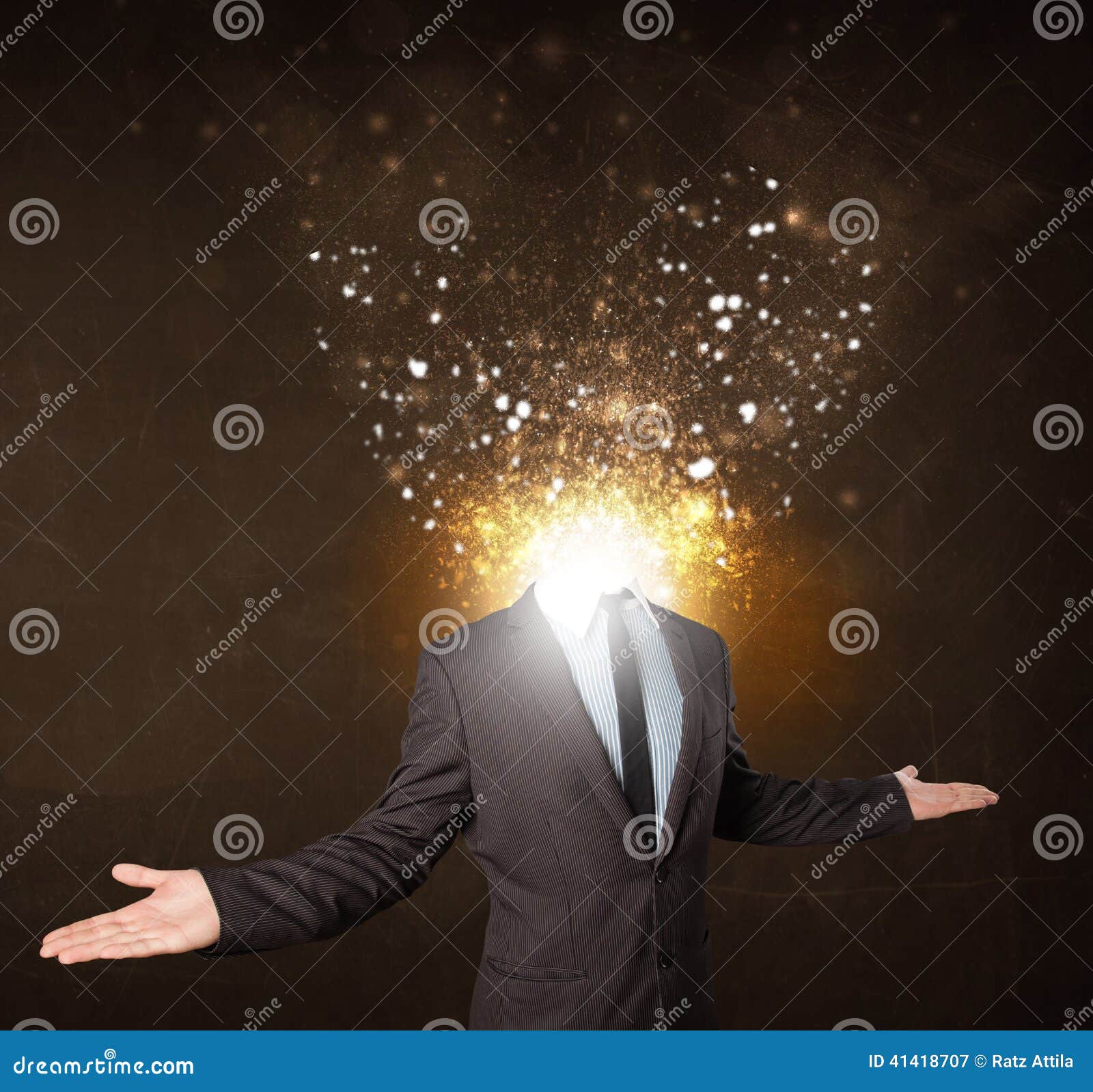 Business Man with Glowing Exploding Head Stock Image - Image of crack ...