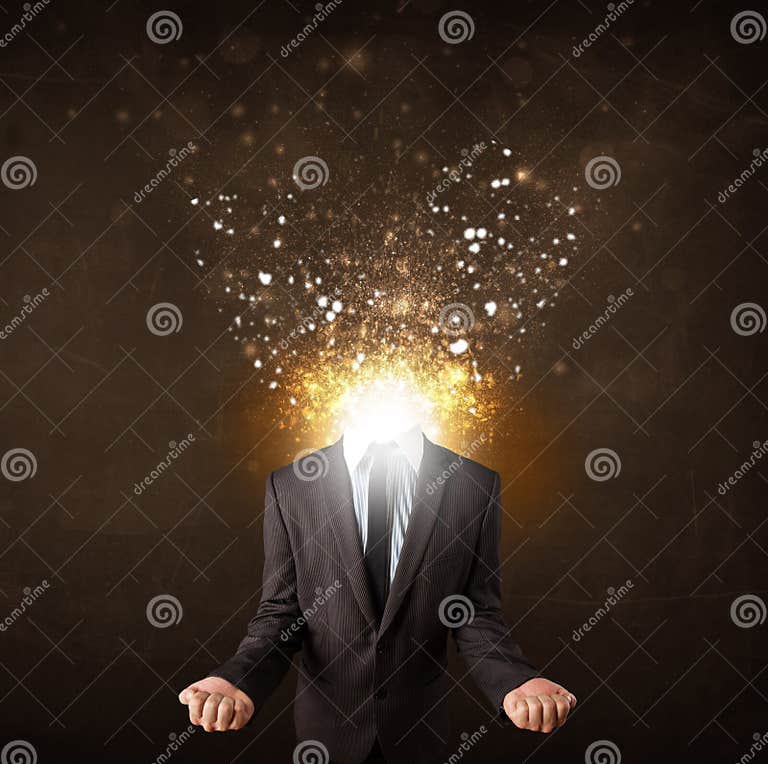Business Man with Glowing Exploding Head Stock Illustration ...