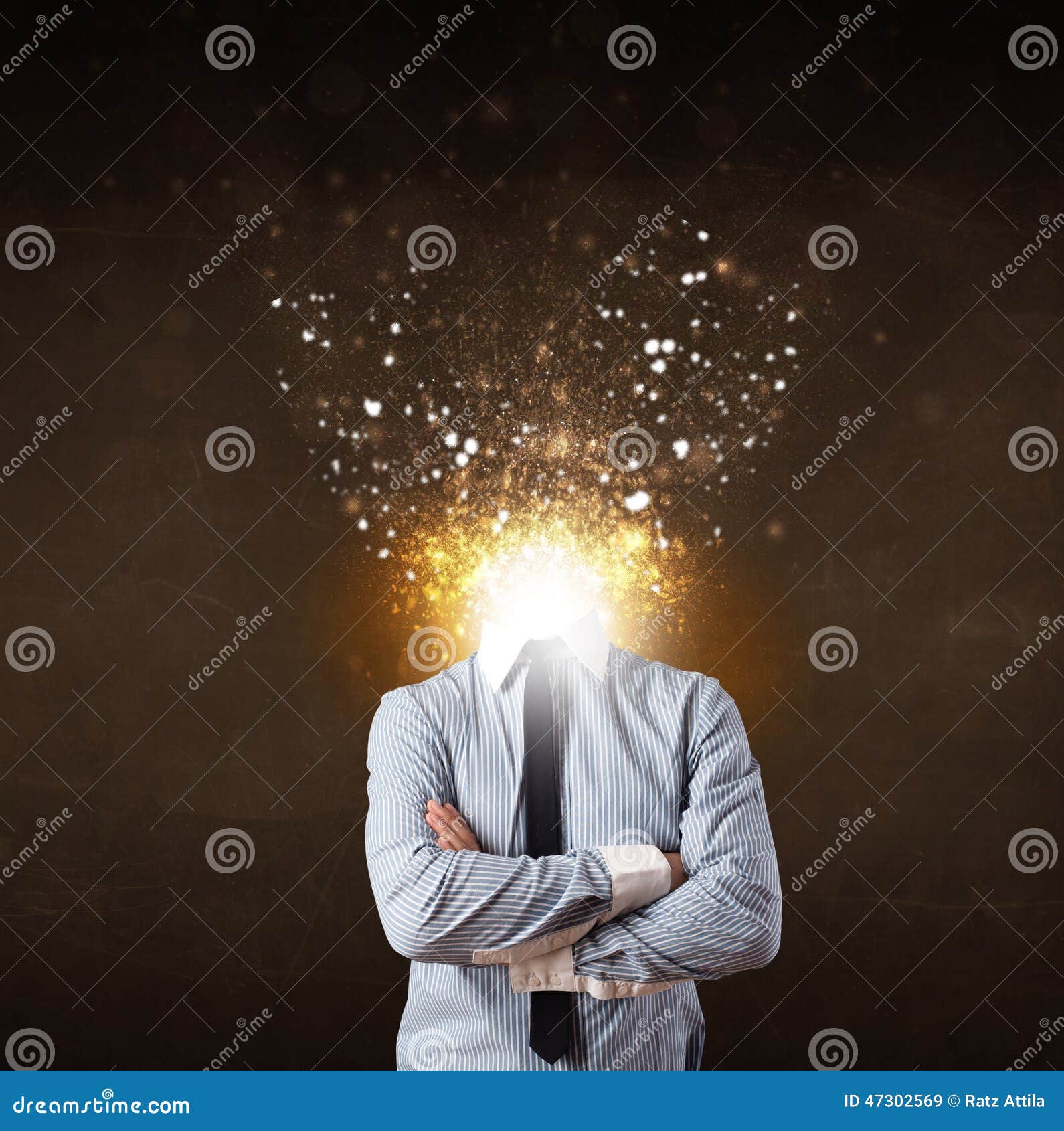 Business Man with Glowing Exploding Head Stock Image - Image of brain ...