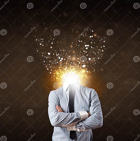 Business Man with Glowing Exploding Head Stock Image - Image of brain ...