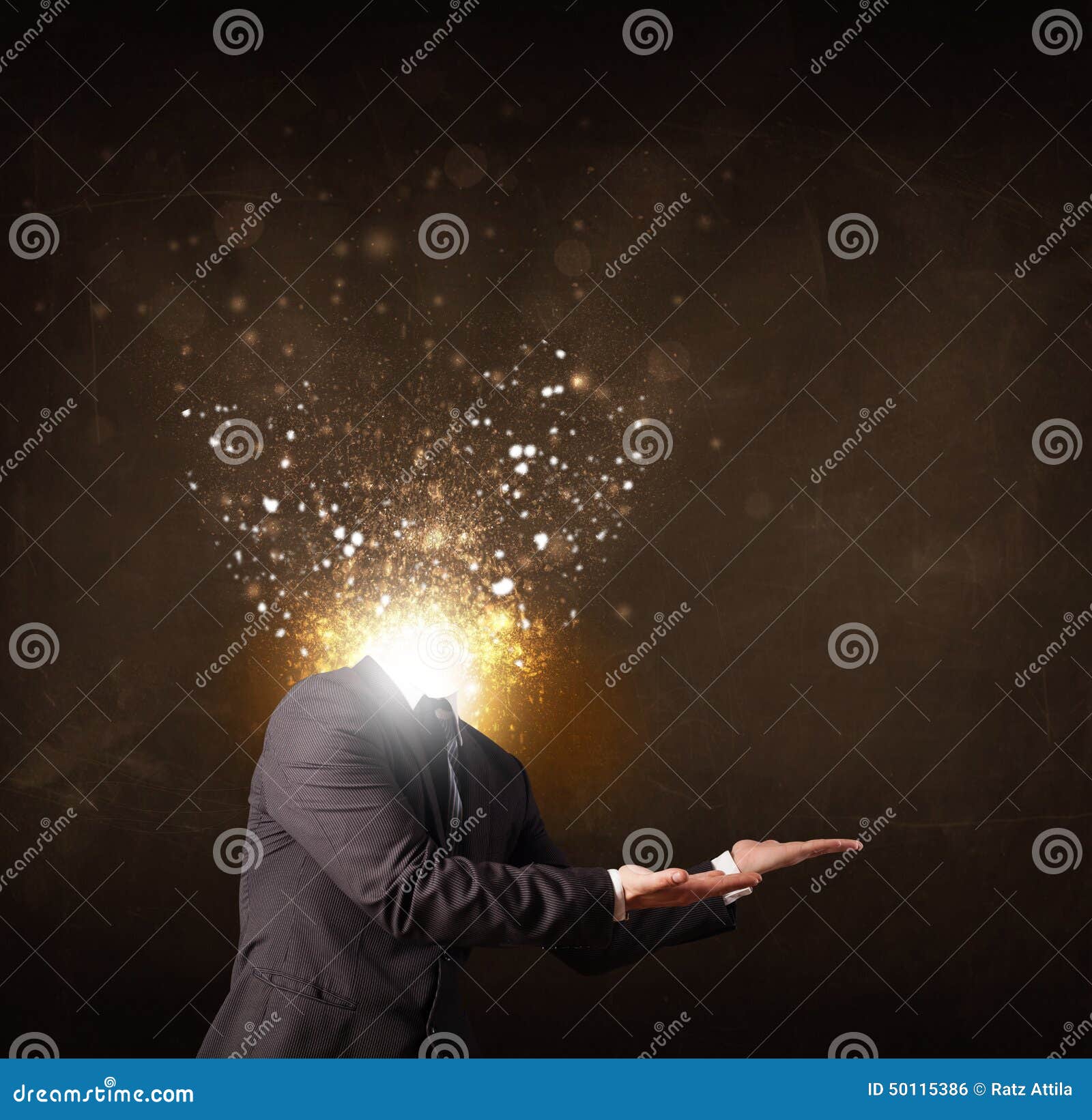 Business Man with Glowing Exploding Head Stock Photo - Image of furious ...