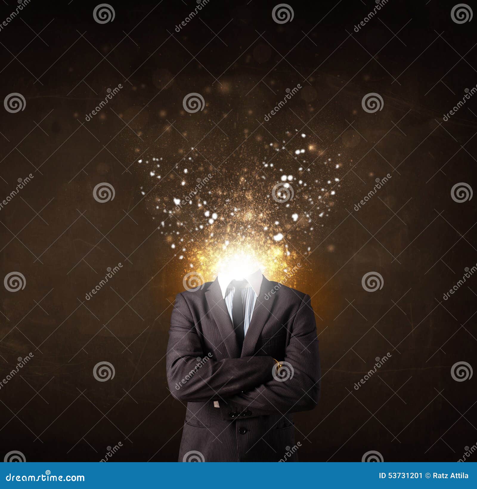 Business Man with Glowing Exploding Head Stock Image - Image of concept ...