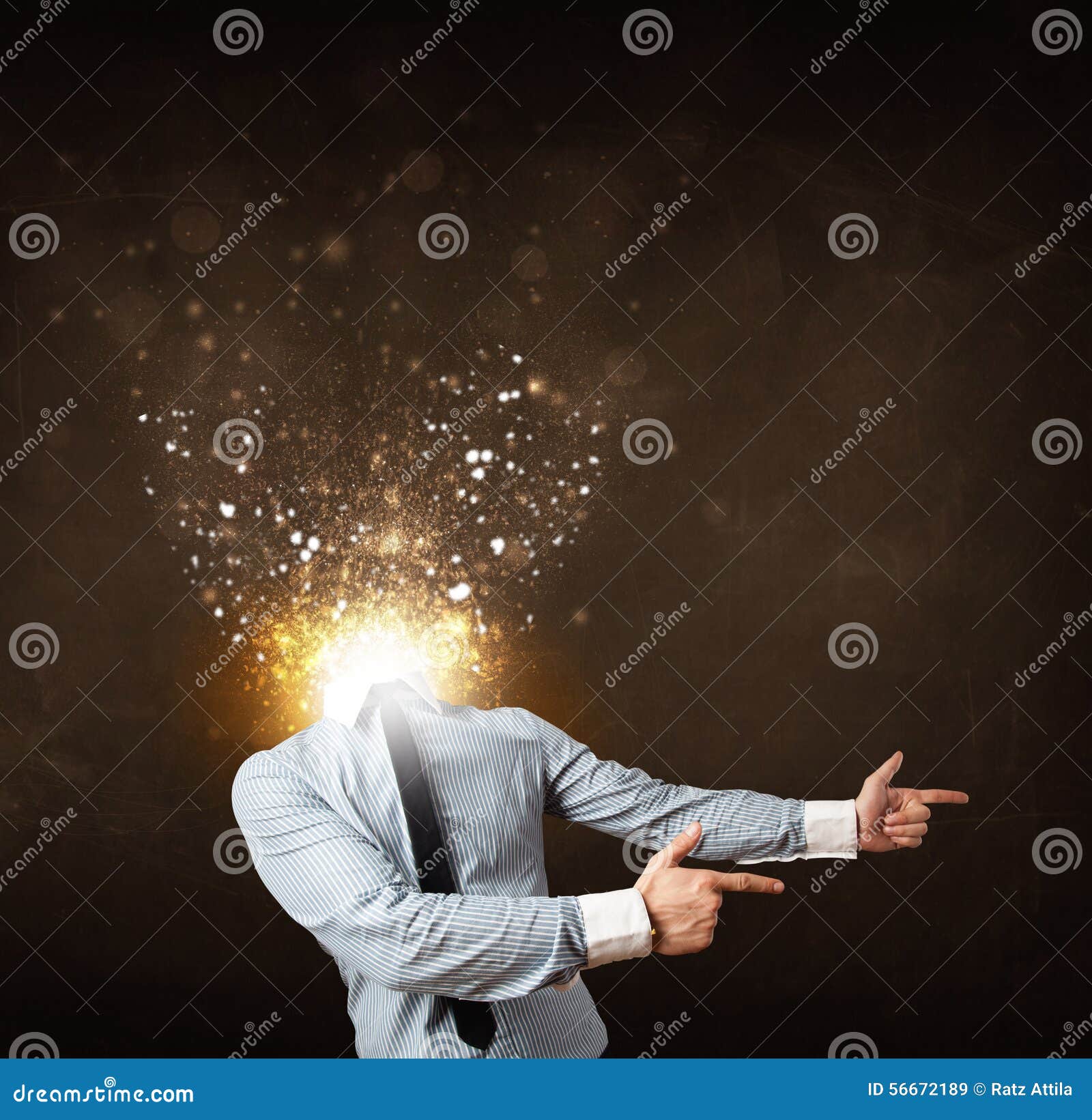 Business Man with Glowing Exploding Head Stock Image - Image of crack ...