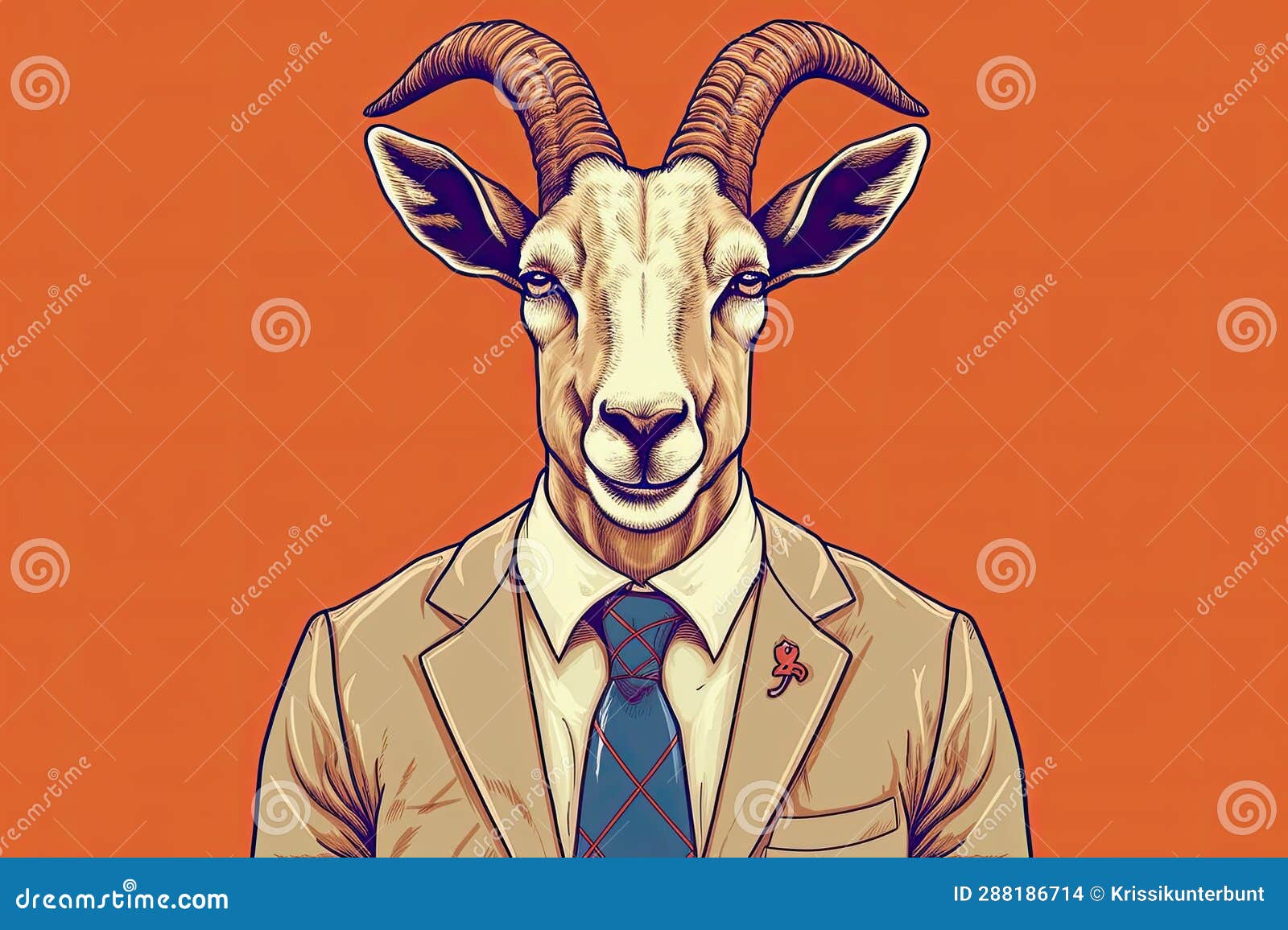 Business Man with Goat Head Stock Illustration - Illustration of ...