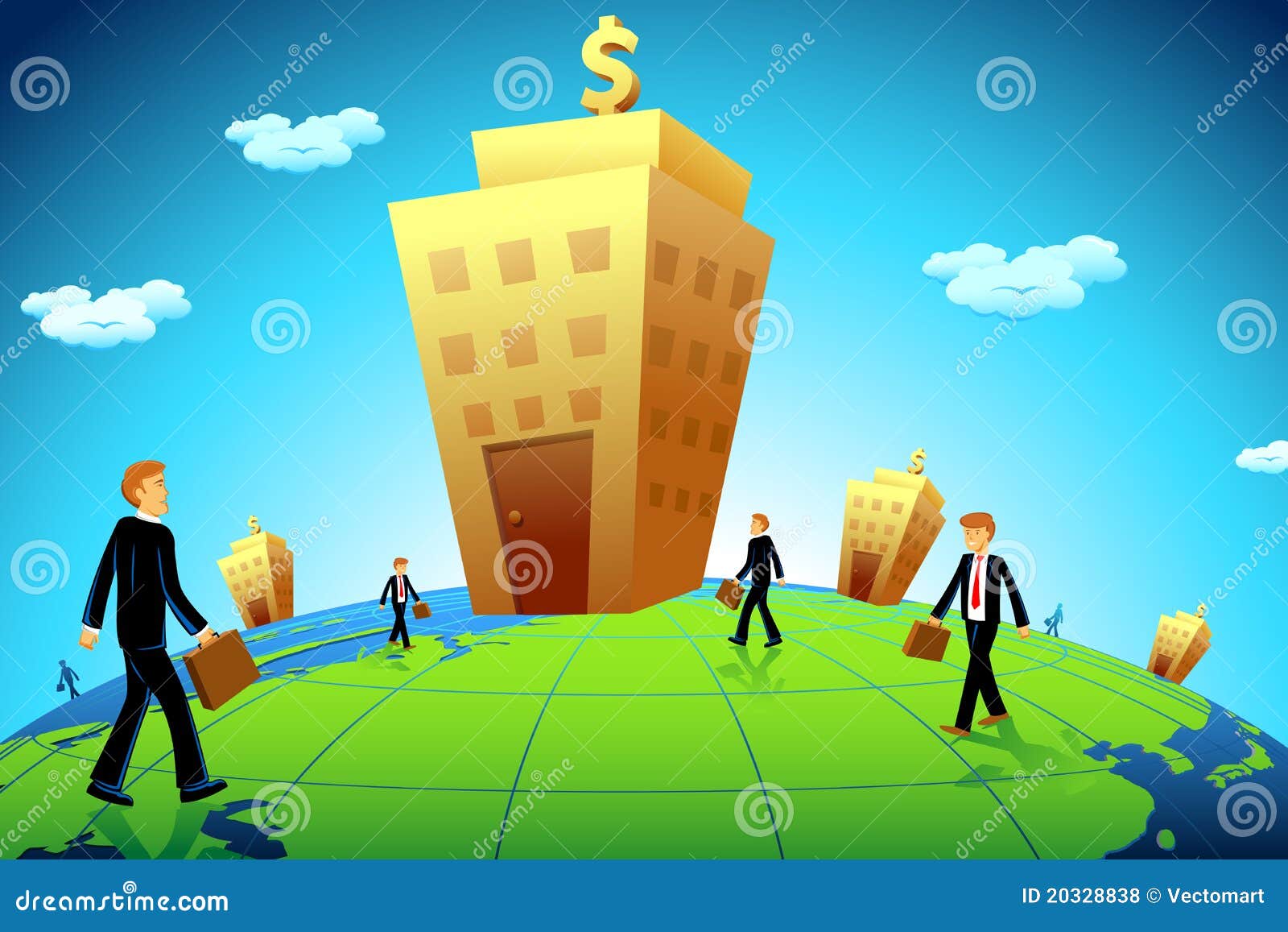 Business man going to Bank stock vector. Illustration of male - 20328838