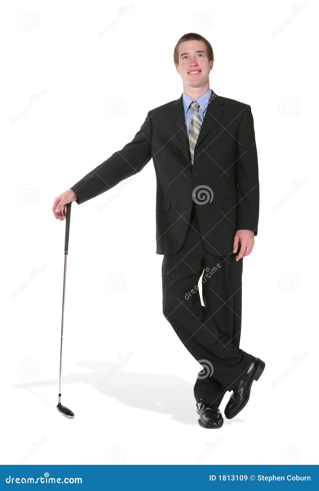 Business Man with Golf Club Stock Image - Image of attorney, stand: 1813109