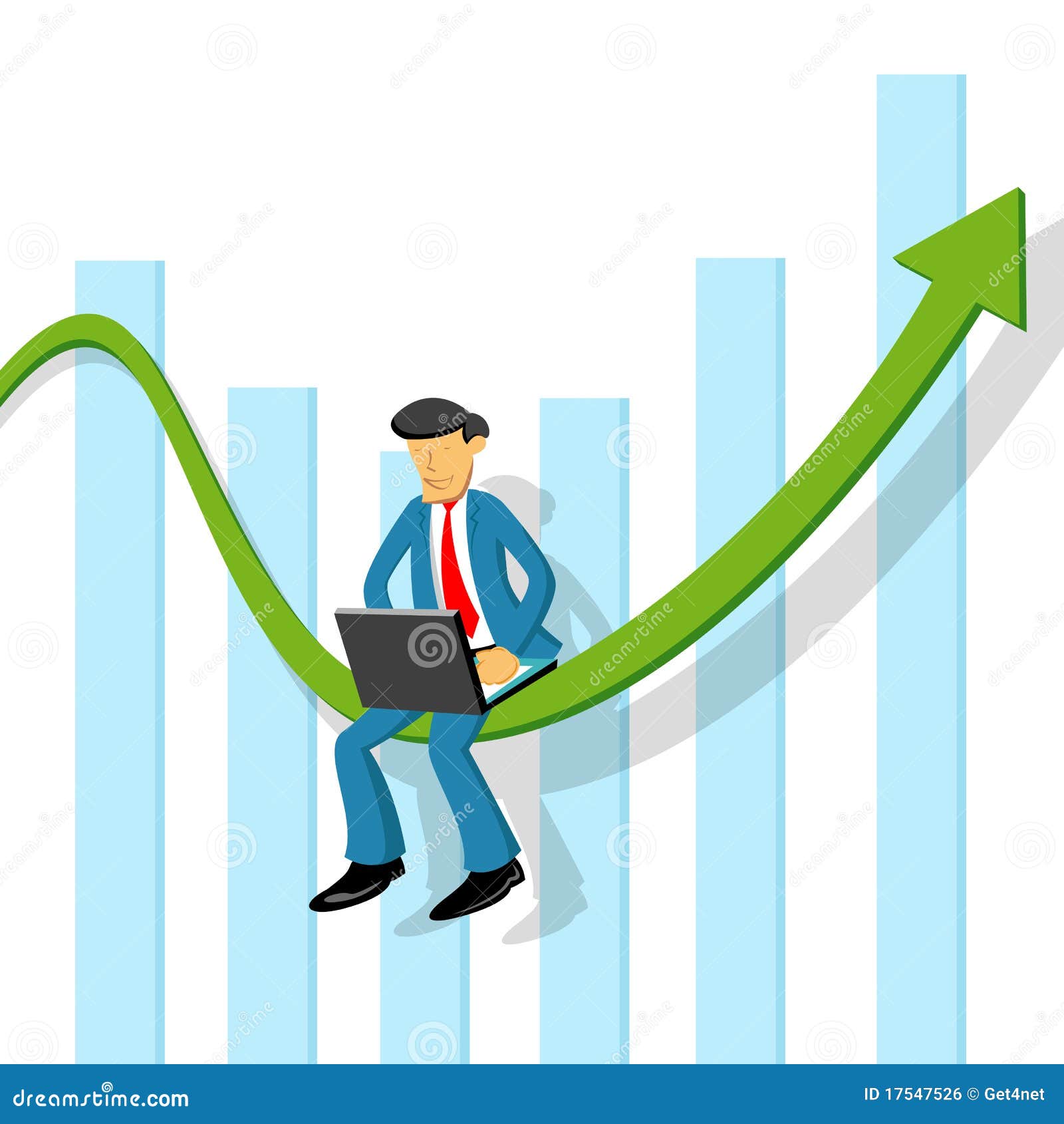Business man with graph stock vector. Illustration of computer - 17547526