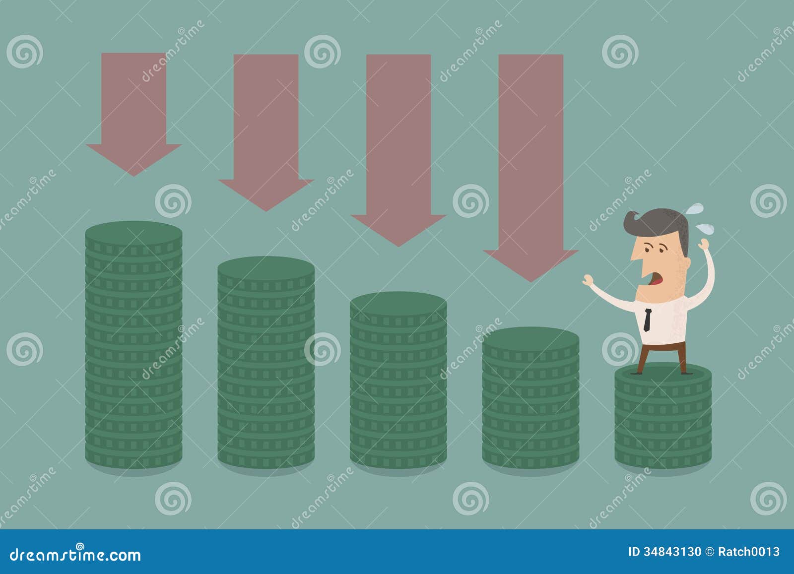 Graph Down Icon. Chart Below And Loss, Reduction Symbol. Flat Vector ...