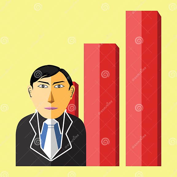 Business Man with Graph. Vector Illustration Decorative Design Stock ...