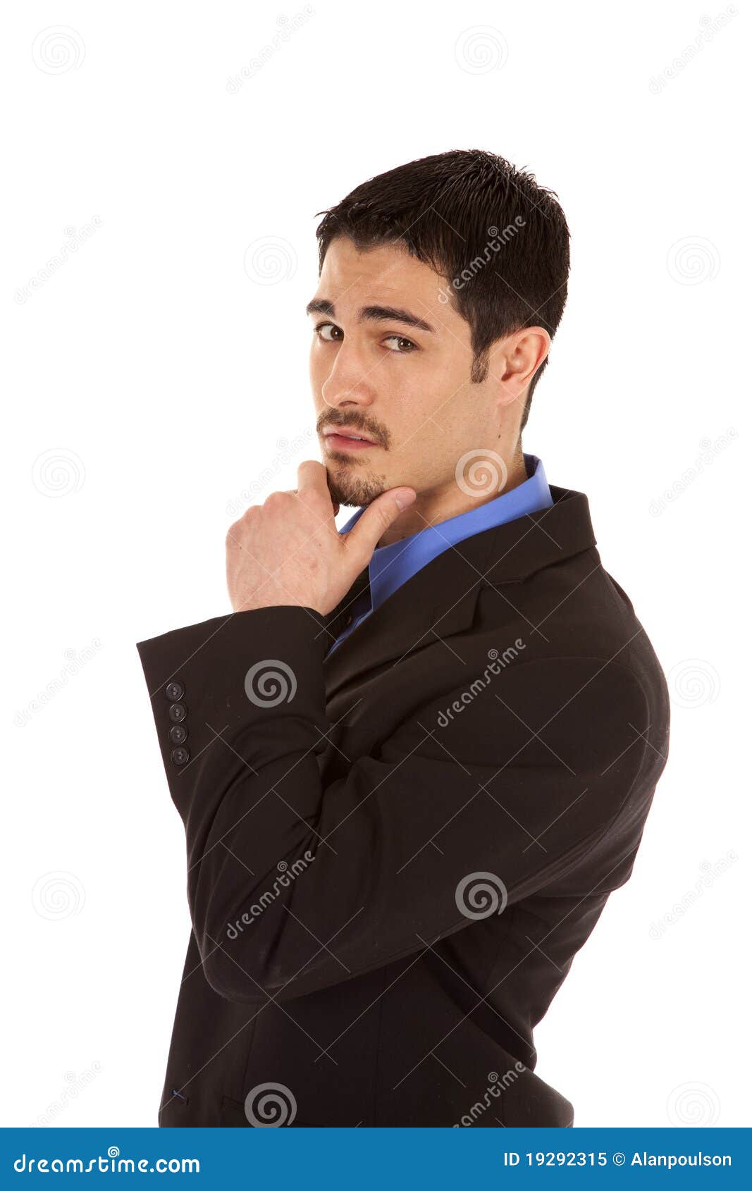 Business man hand on chin stock image. Image of model - 19292315