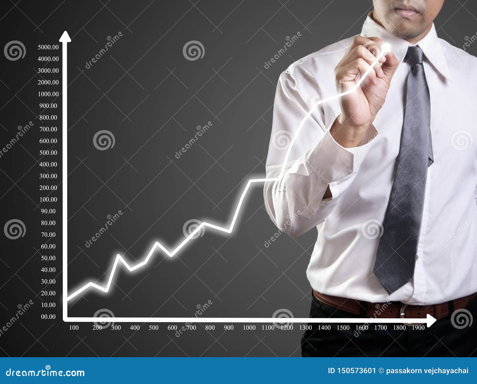 Business Man Hand Drawing a Graph Stock Image - Image of growth ...