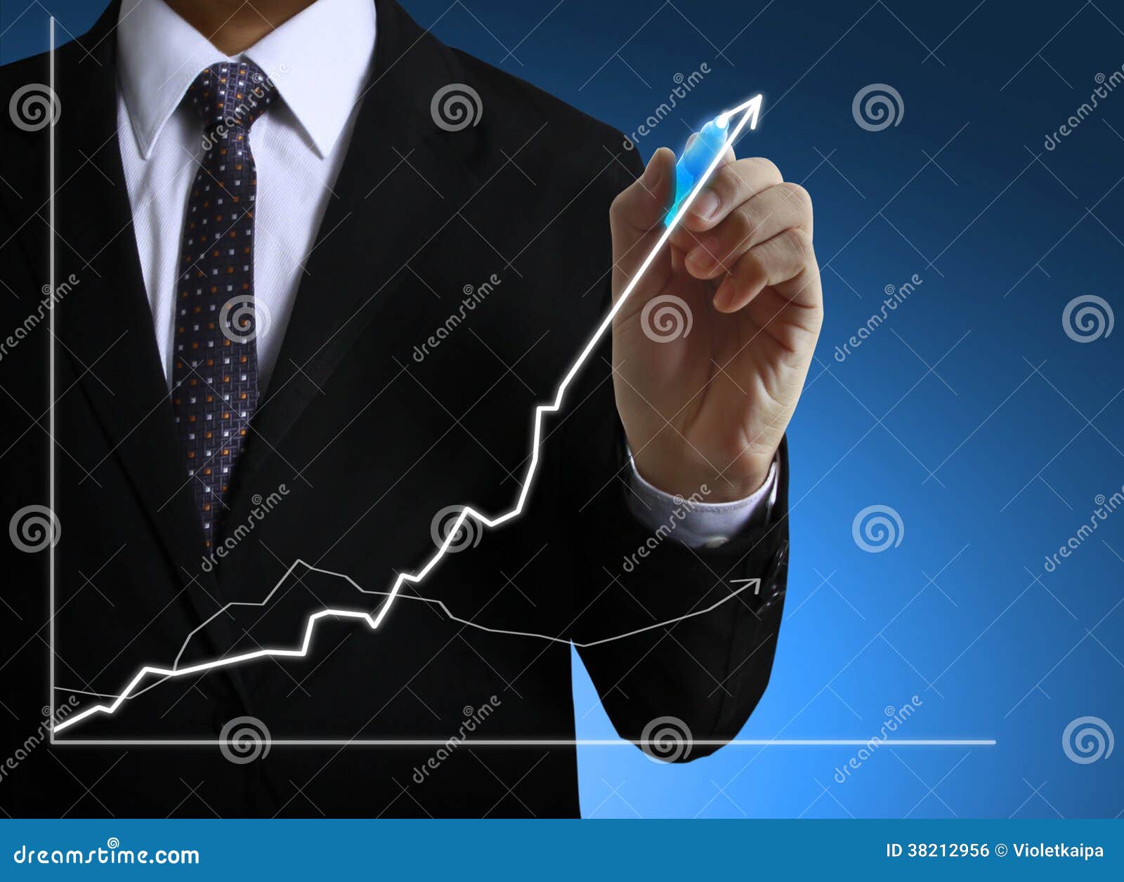 Business Man Hand Drawing Graph Stock Photo - Image of hand, isolated ...