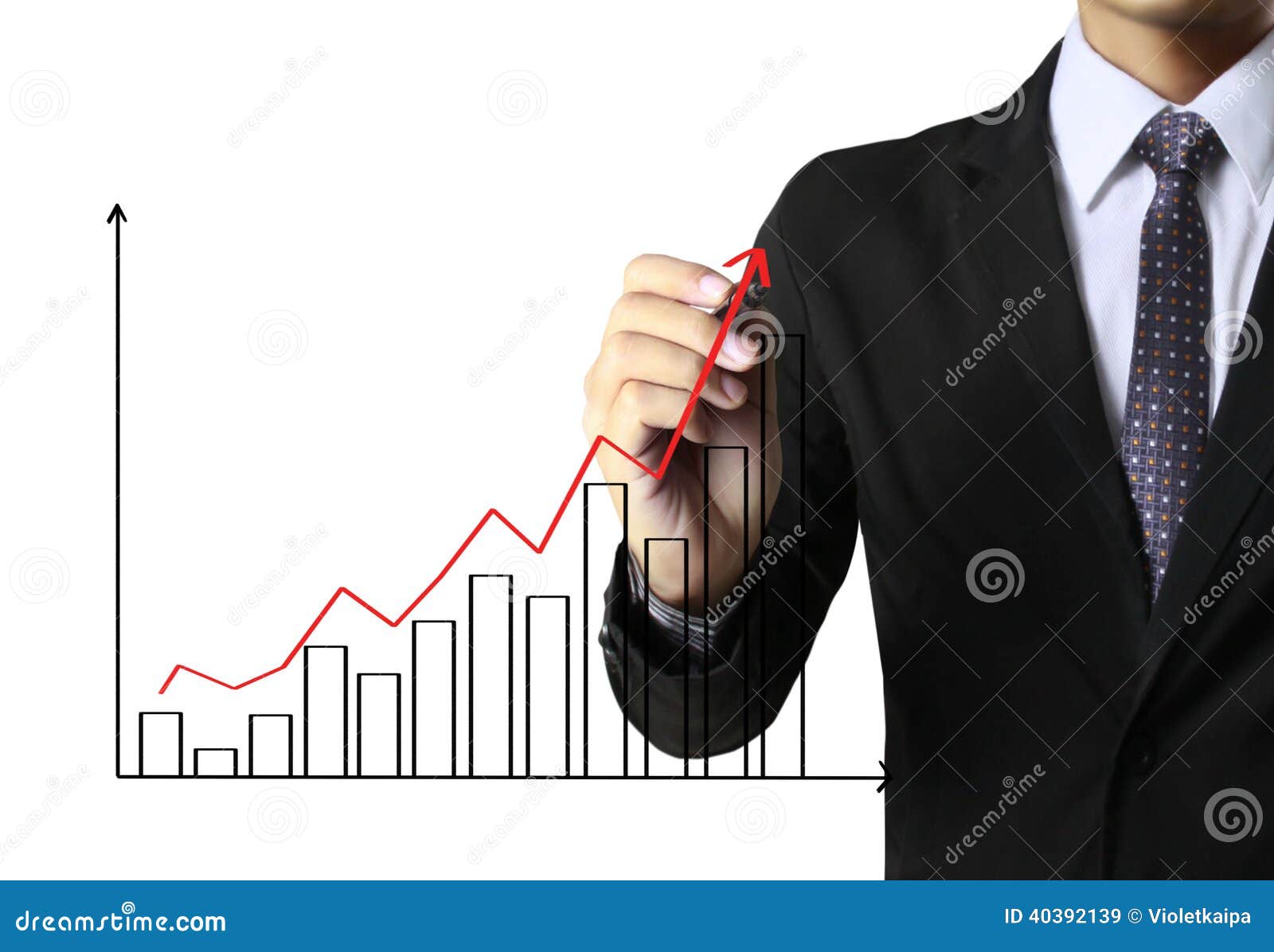 Business Man Hand Drawing Graph Stock Image - Image of blue, finance ...