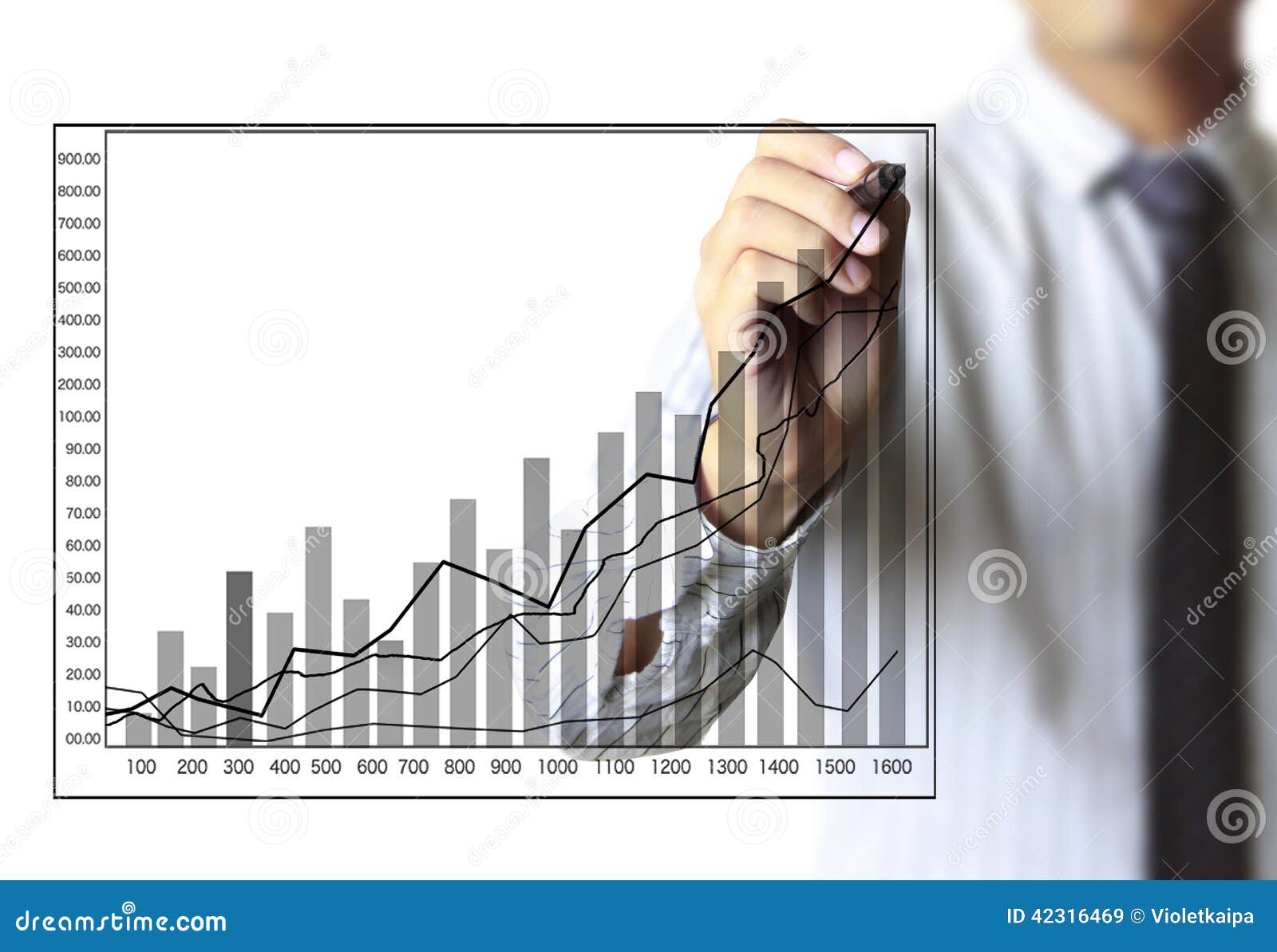 Business Man Hand Drawing Graph Stock Image - Image of blue, graph ...