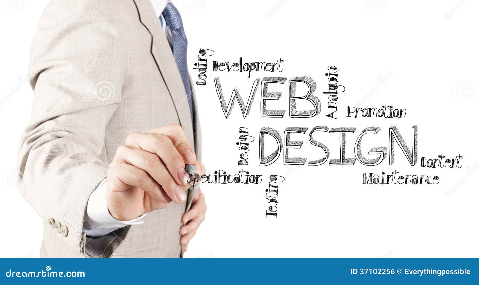 Business Man Hand Drawing Web Design Diagram Stock Photo - Image of ...