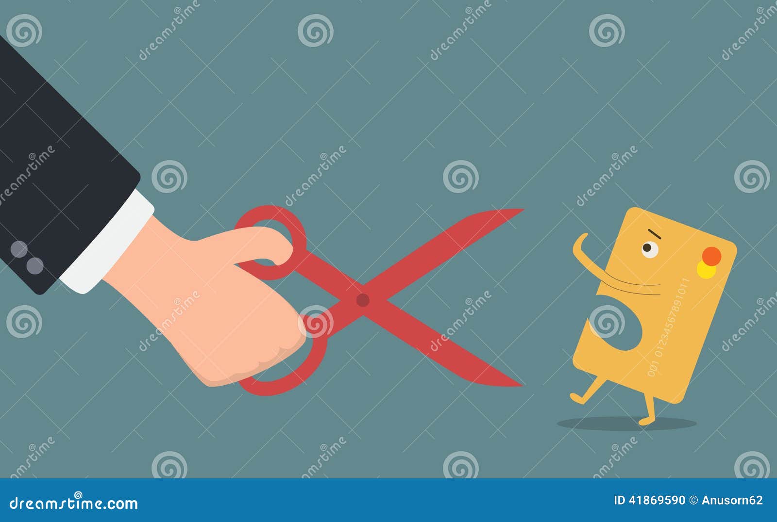 Business Man Hand Hold Scissors Cutting Credit Card Stock Vector ...