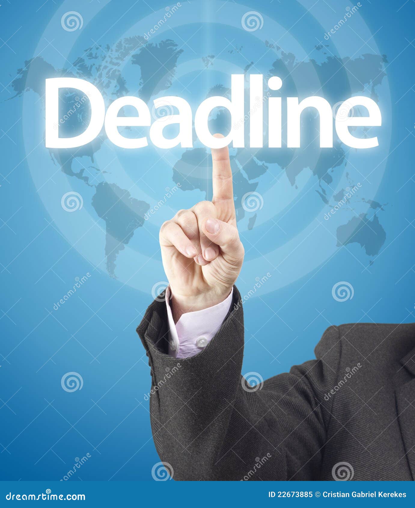 Business Man Hand Pressing on Deadline Word Stock Illustration ...