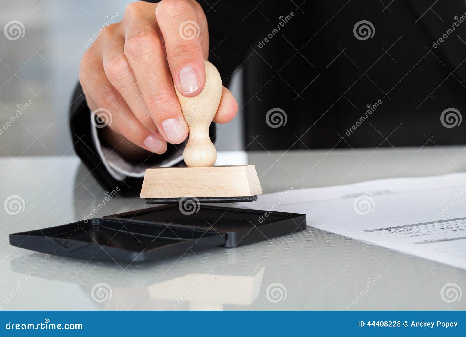 Business Man Hand with Rubber Stamp Stock Photo - Image of document ...
