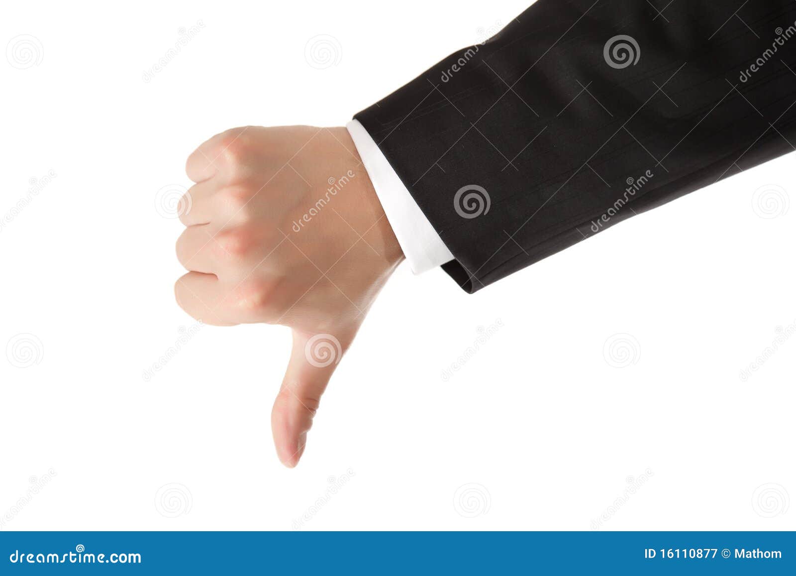Business Man Hand Thumbs Down Stock Image - Image of office, suit: 16110877