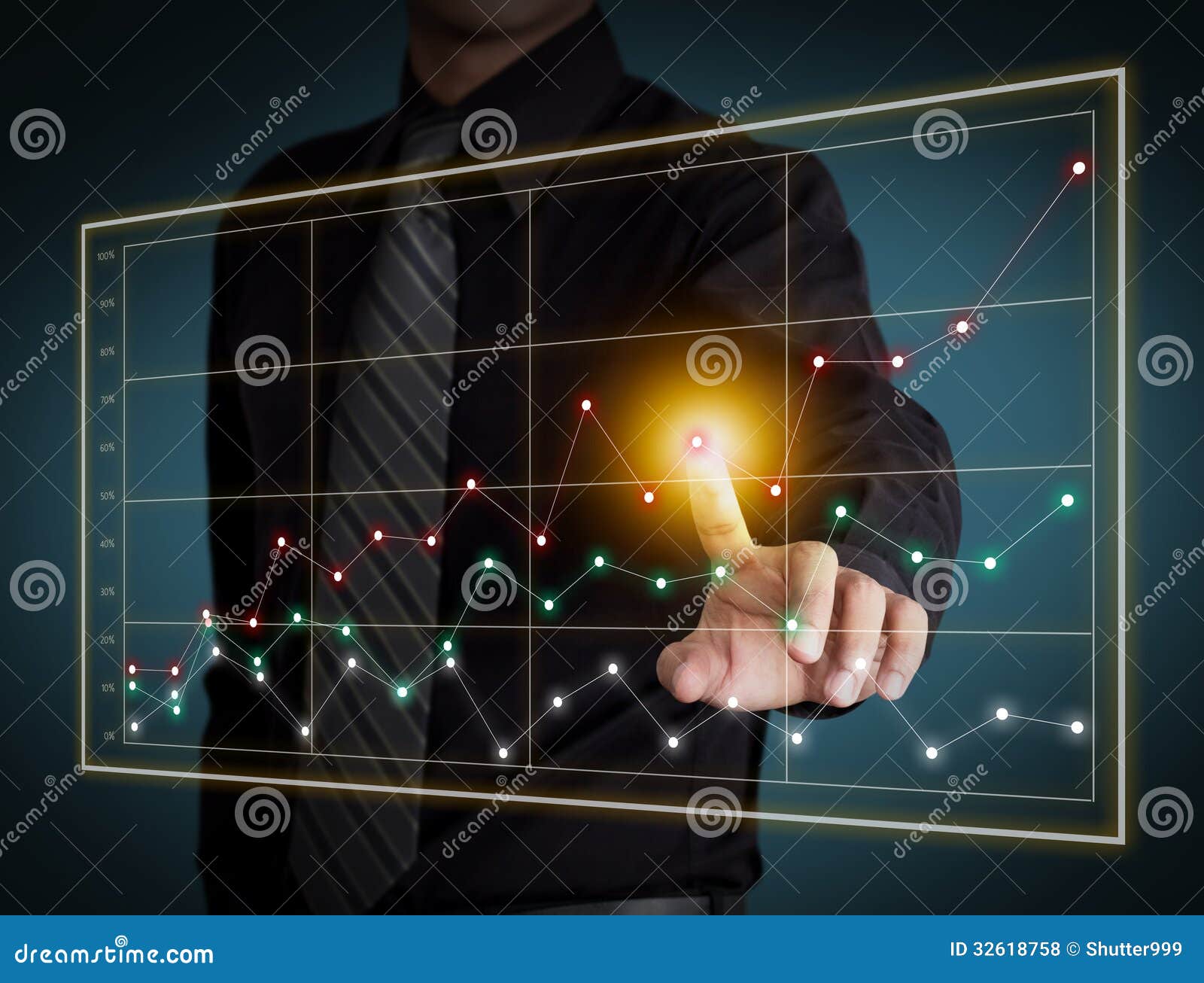 Business Man Hand Touching A Chart On Screen Royalty-Free Stock Image ...