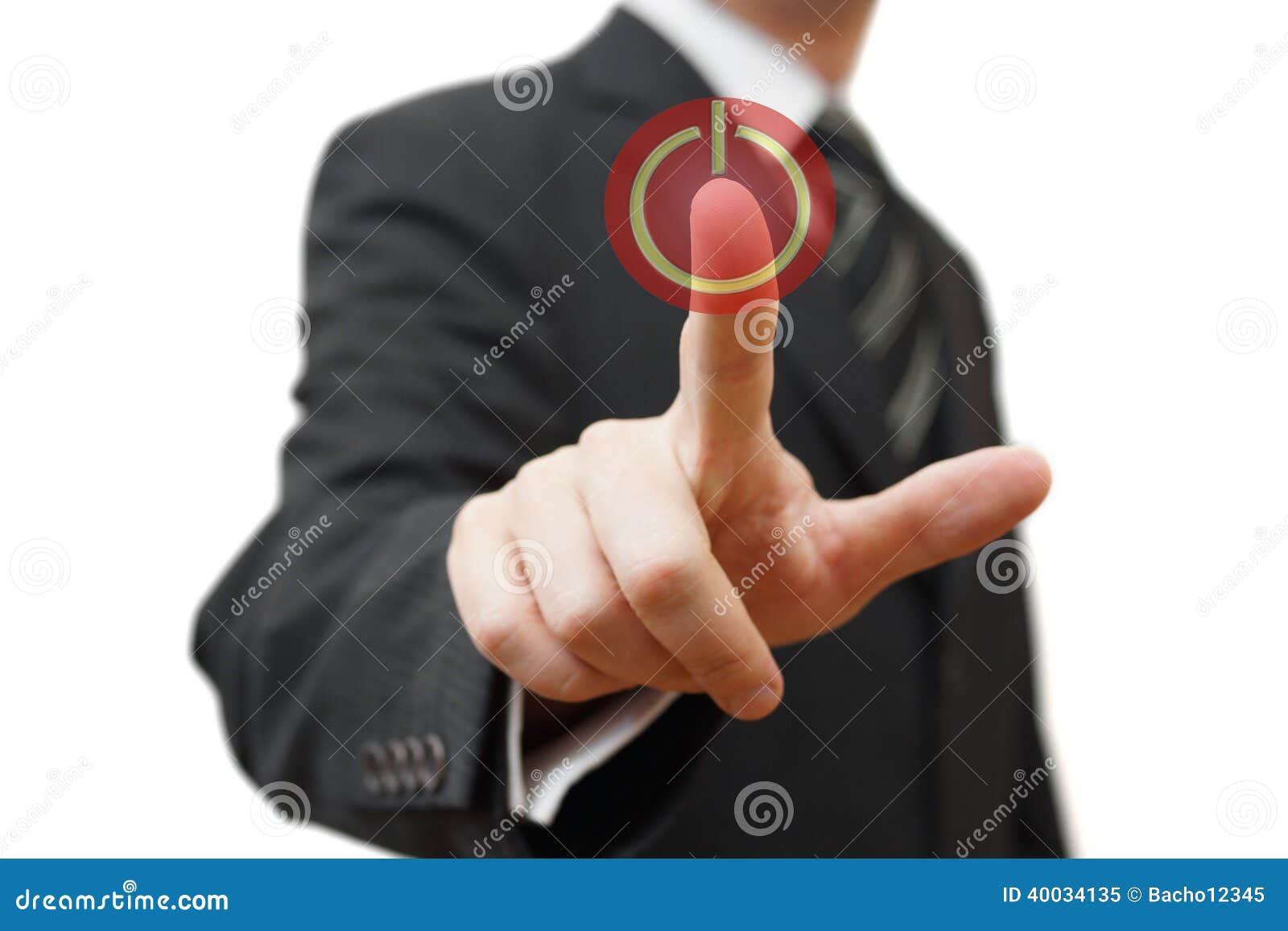 Business Man Hand Touching on Shut Down Button Stock Image - Image of ...