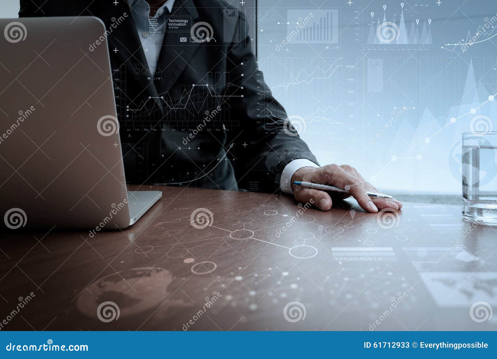 Business Man Hand Working on Laptop Computer Stock Image - Image of ...