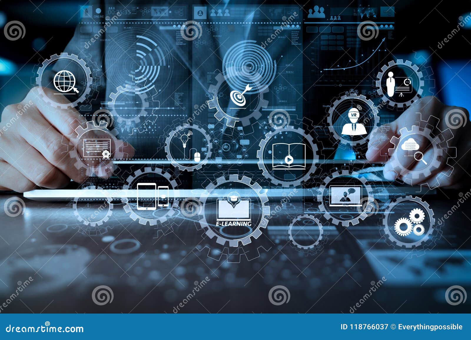 Business Man Hand Working on Laptop Computer with Social Media D Stock ...