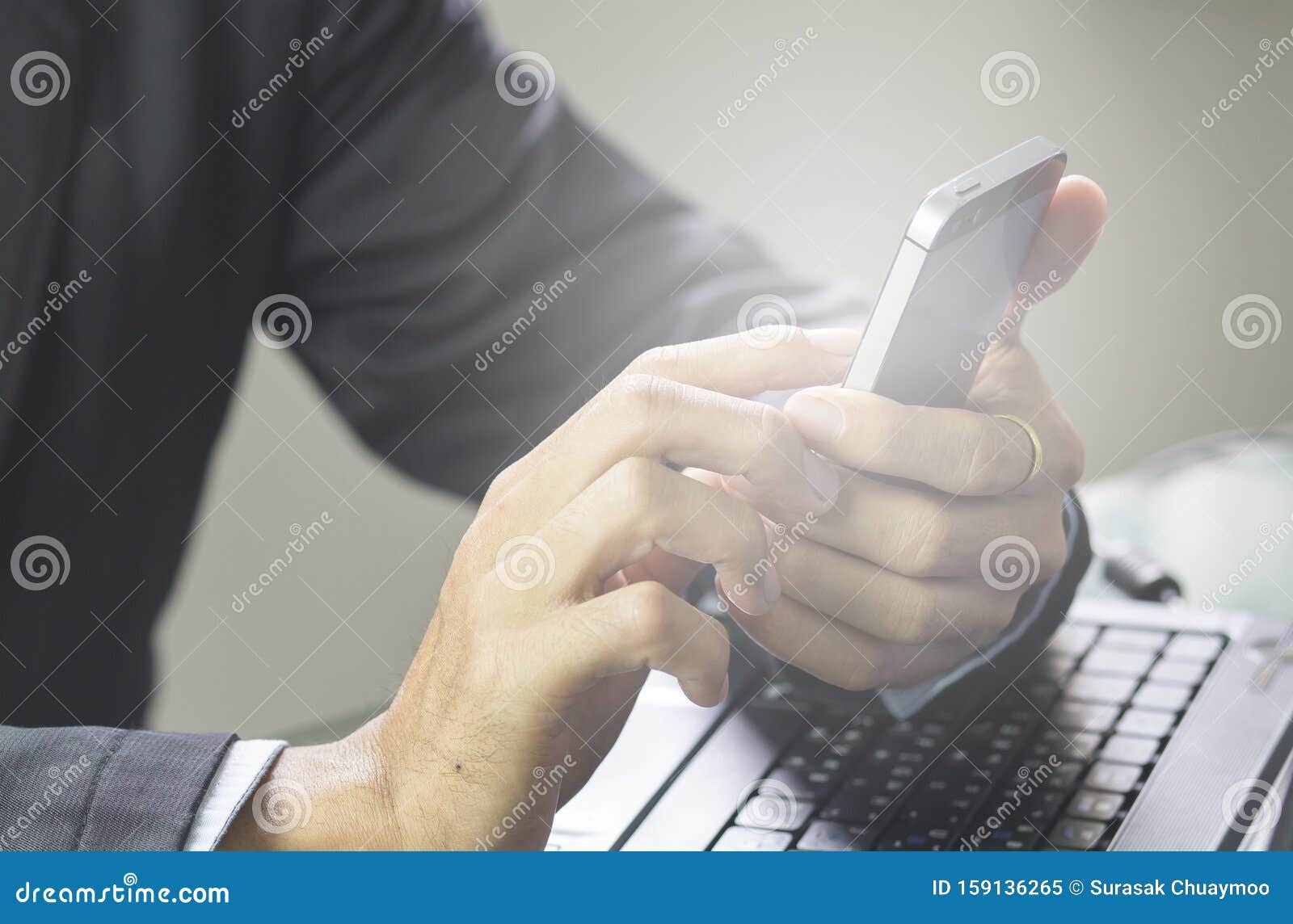 Business Man Hands Busy Using Cell Phone Stock Image - Image of ...