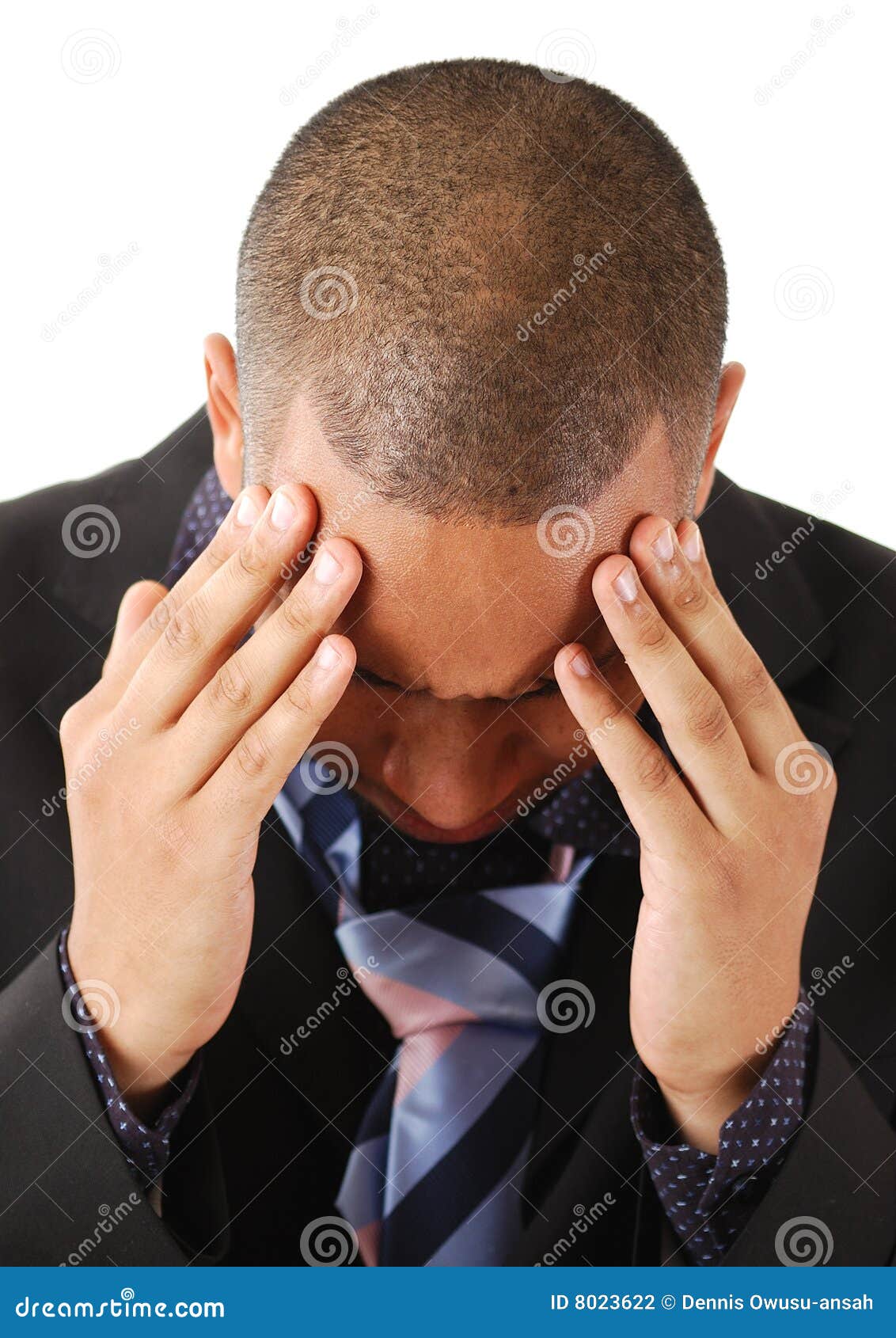 Business Man with Hands on His Head Stock Photo - Image of mixed ...