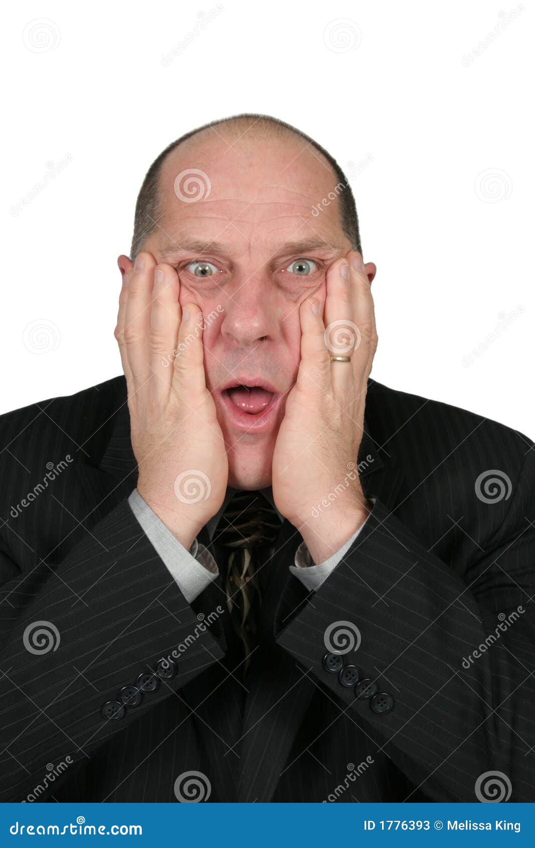 Business Man with Hands Up To Face Stock Image - Image of beauty ...
