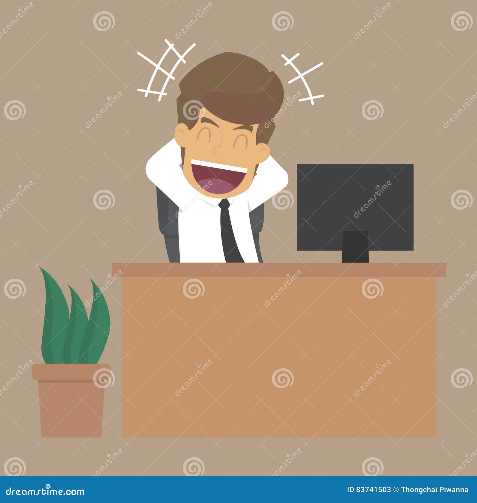 Business Man Happy with His Work Stock Vector - Illustration of ...