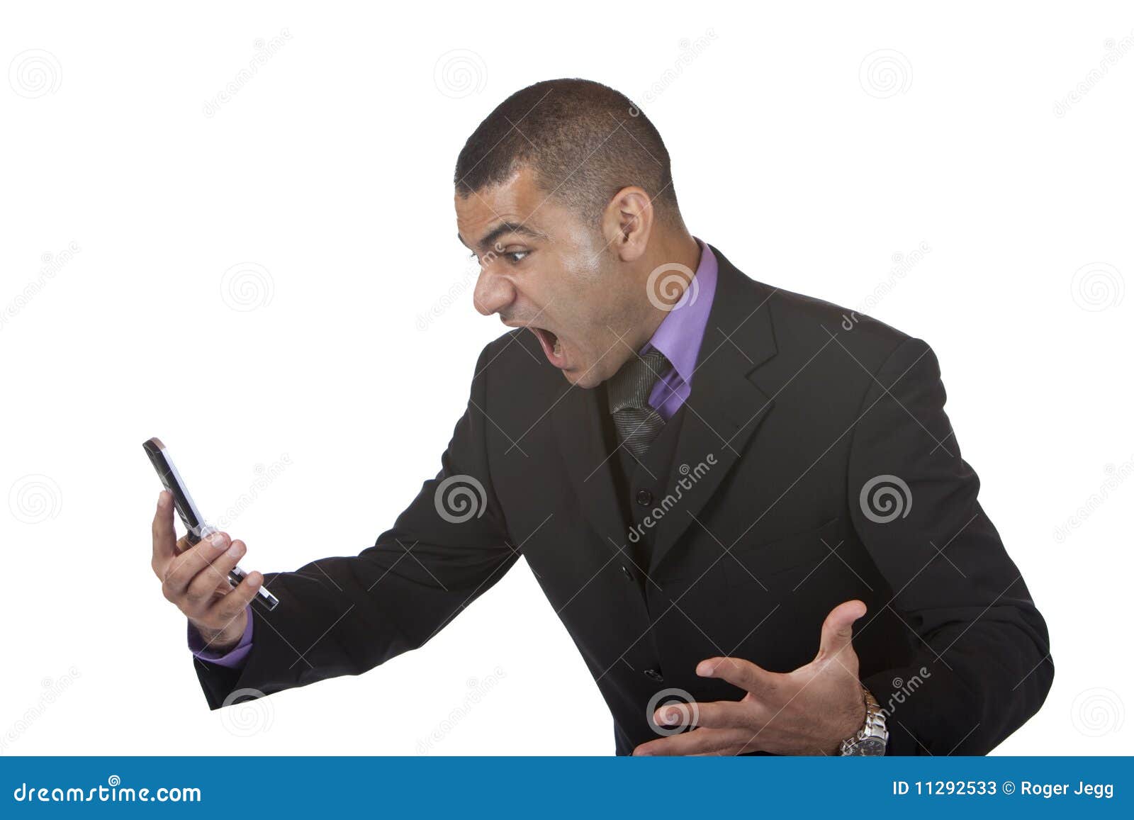 Business Man Has Stress on Telephone Stock Image - Image of desperate ...
