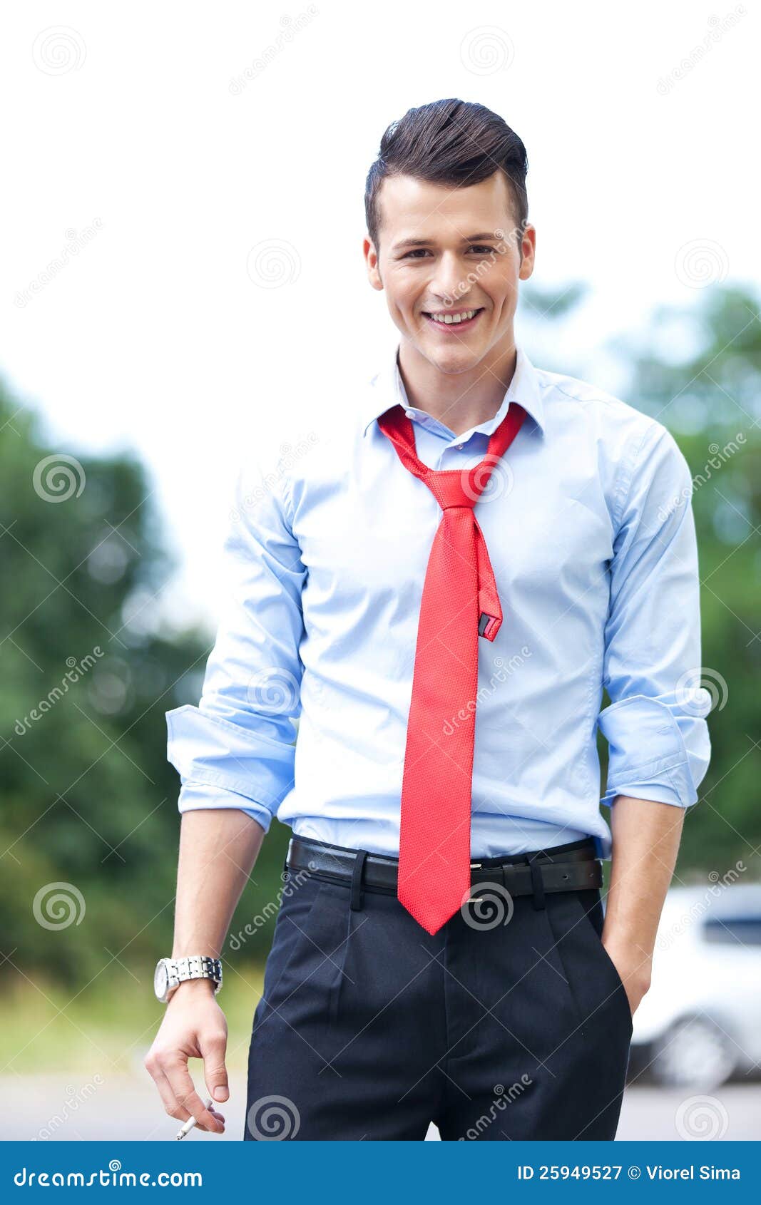Business Man Having a Break and Smoking Stock Image - Image of portrait ...