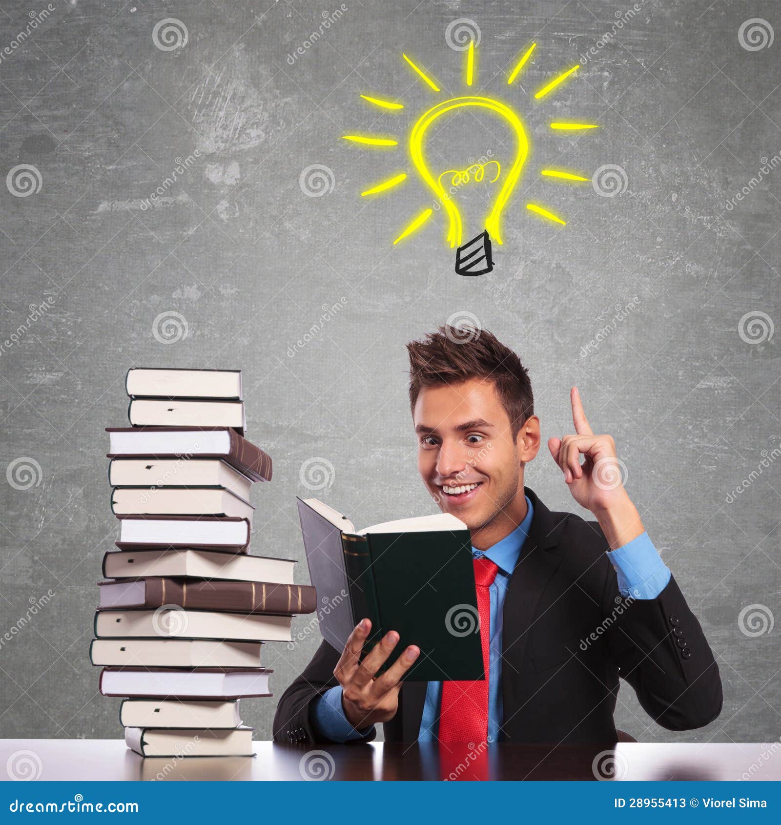 Business Man Having a Great Idea while Reading Stock Image - Image of ... Business Man Having a Great Idea while Reading Stock Image - Image of ...