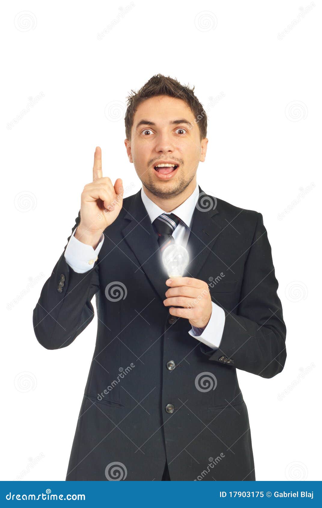Business Man Having One Solution Stock Image - Image of finger, hold ...