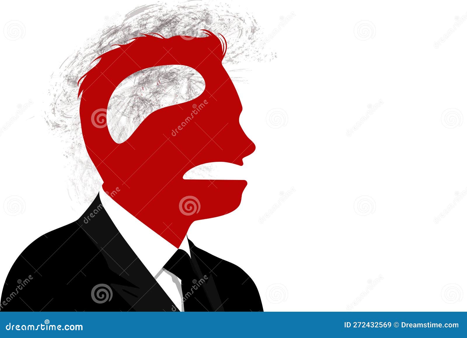Business Man Head with Brain Explosion. Stressed Businessman with Red ...