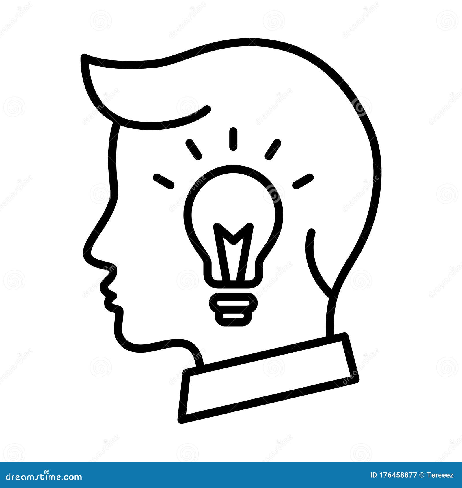 Business Man Head Lightbulb Creative Idea Icon Stock Vector ...
