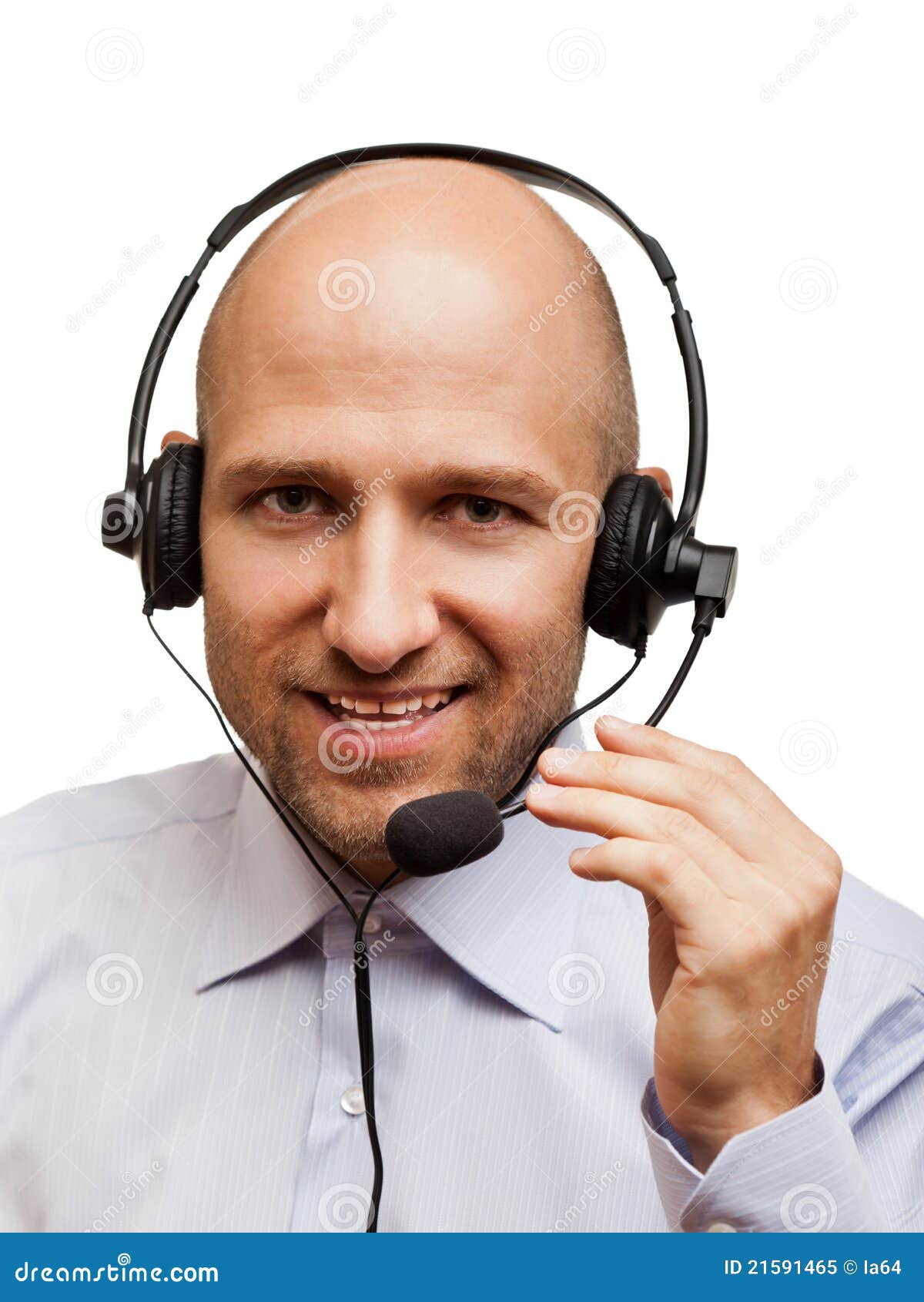 Business Man with Headphones Stock Image - Image of male, bald: 21591465